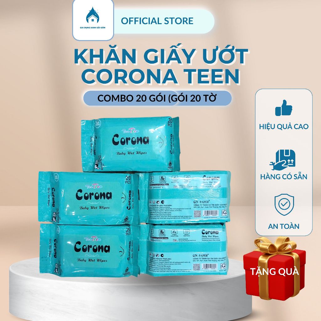 (Combo Of 20 packs) Teen Corona wet wipes, pack of 20 unscented sheets ...