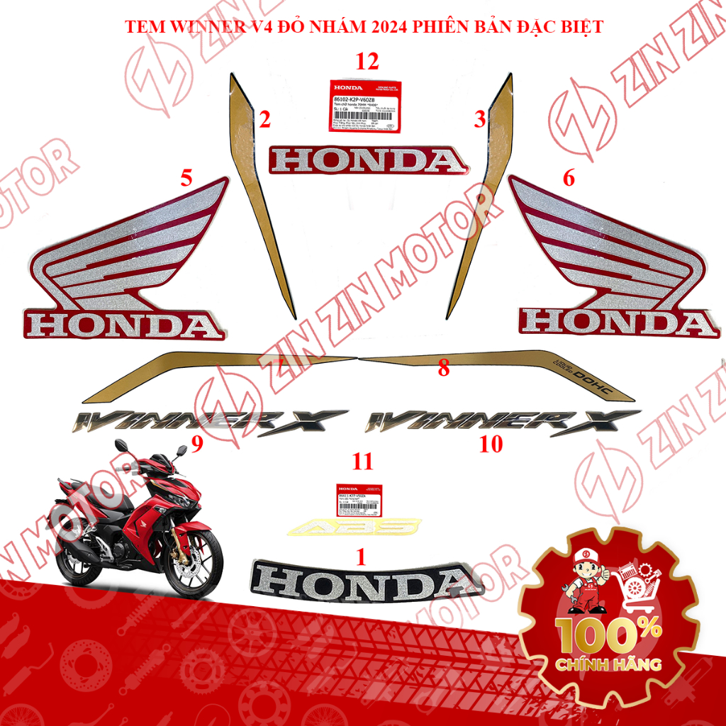 Winner X V4 2024 Car Sticker, Winner X 2024 Matte Red Removable Sticker ...