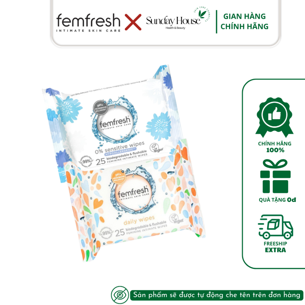Genuine British Femfresh premium wet tissue for cleaning women's ...
