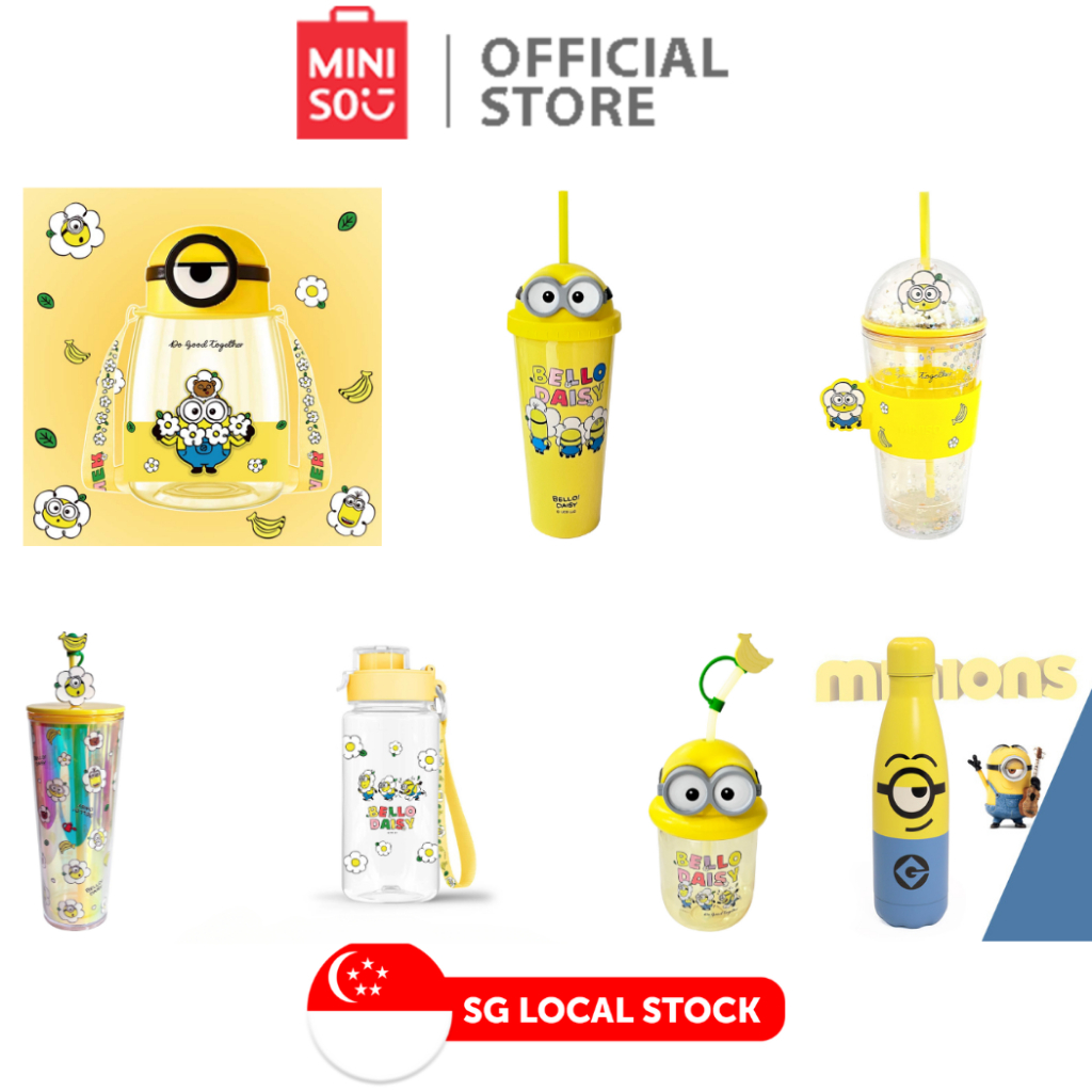 Miniso Daisy Minions Collection (Plastic bottle with strap/Straw/Safe ...