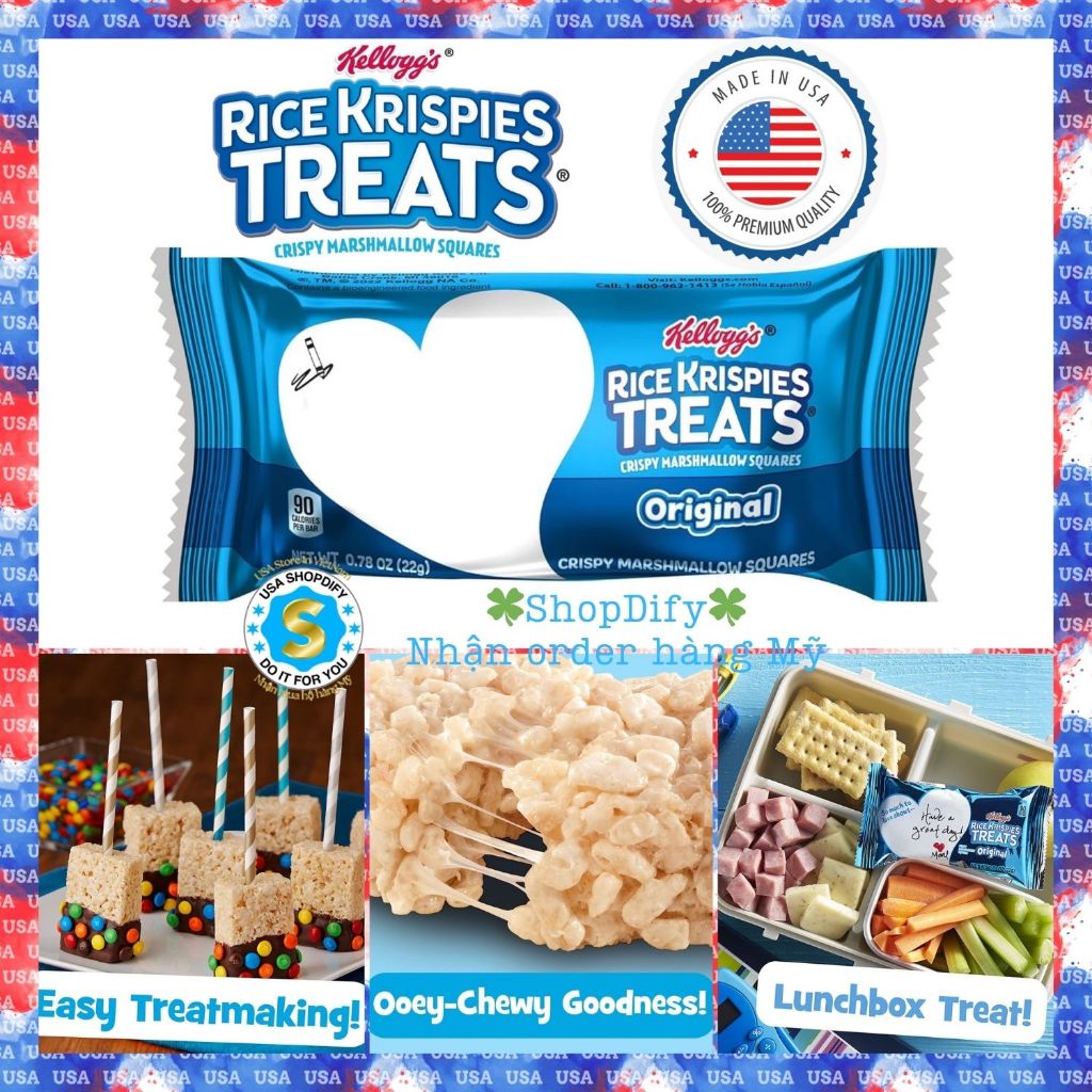 (USA) Kellogg's Rice Krispies Treats Crispy Marshmallow Squares, Kids ...