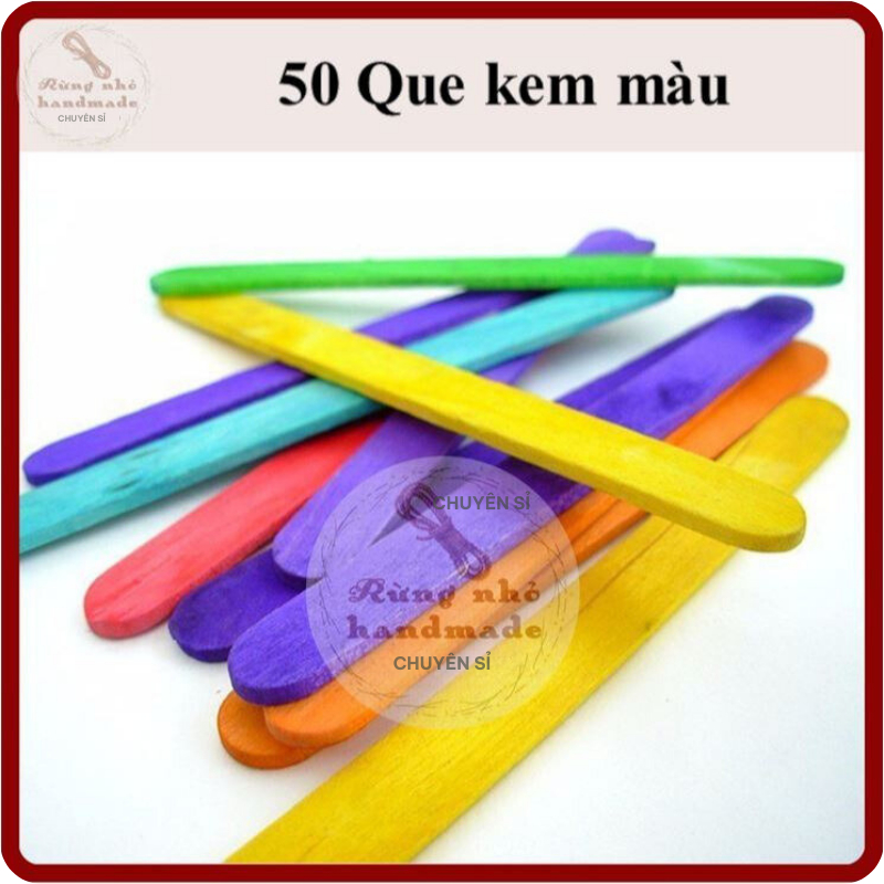Colored ice cream sticks, 50 sticks 12.5cm long, wooden ice cream ...