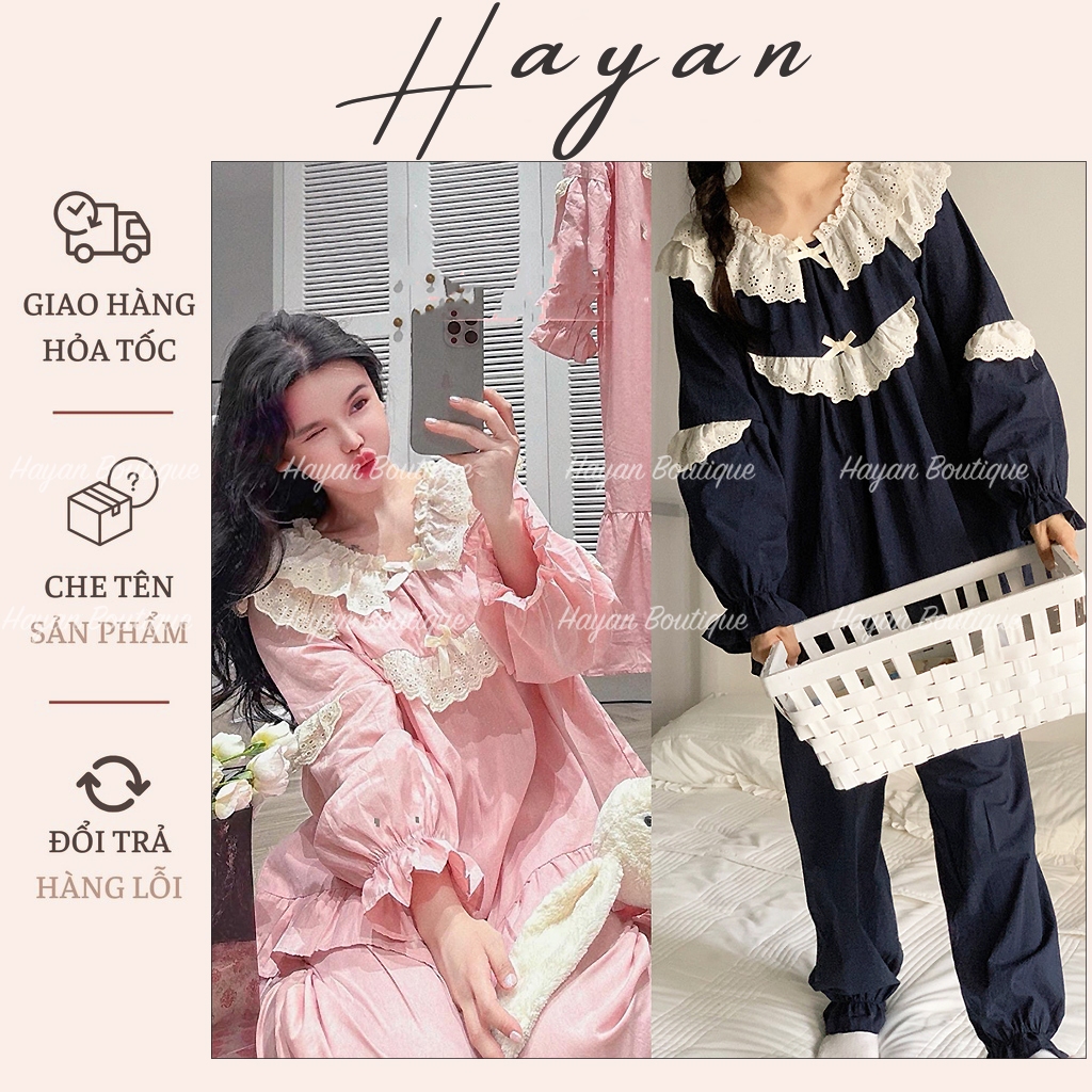 HT7029a Luxurious lady's pajama set with ruffle collar and flared ...
