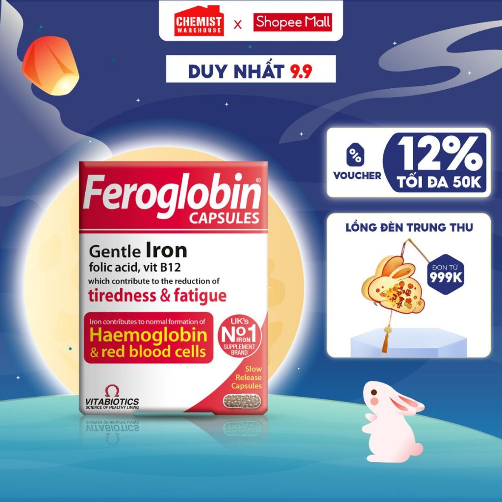 Vitabiotics Feroglobin Capsules iron supplement, folic acid, help ...