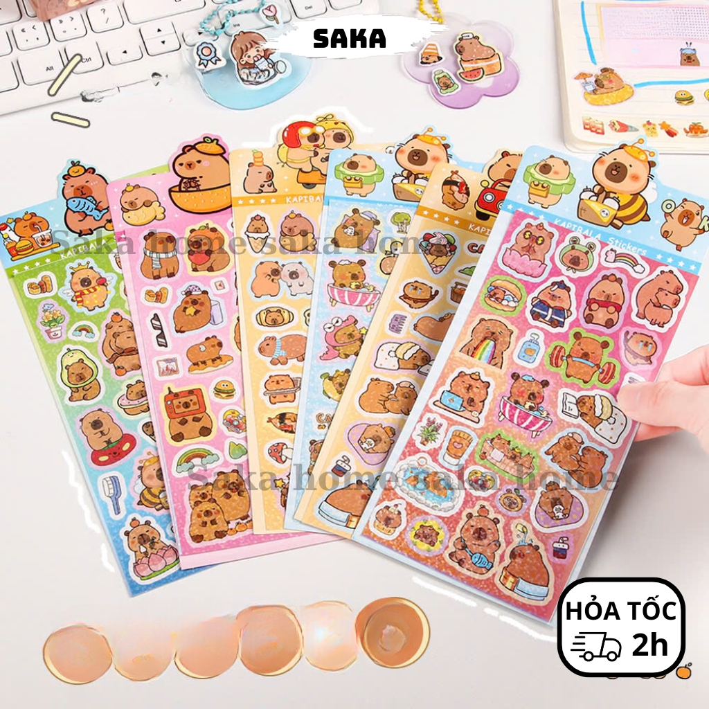 Capybara Sticker 40 Cheap Glitter Waterproof Capybara Stickers Cute ...