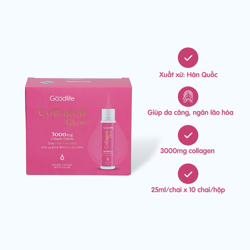 Goodlife Collagen Glow Collagen Drink 3000mg supports skin beauty (Box ...