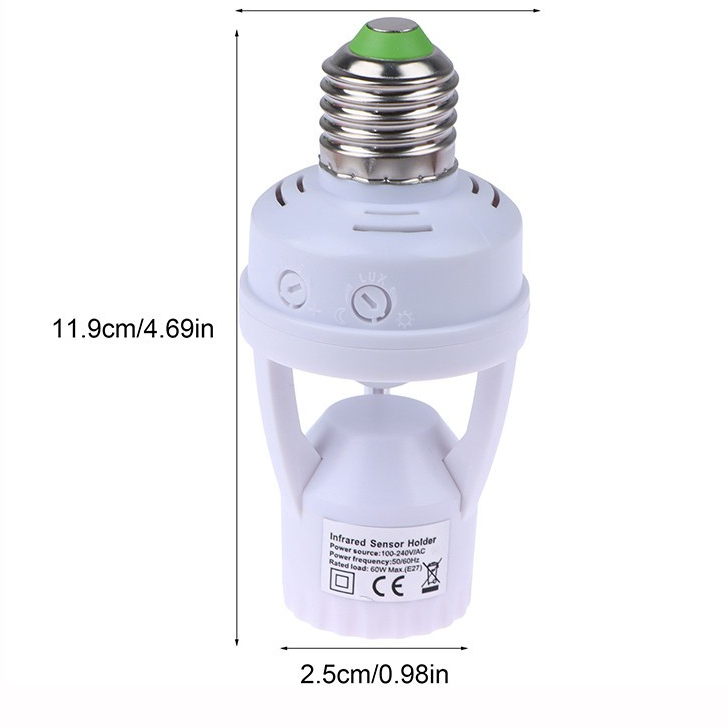 Smart PIR infrared E27 motion sensor lamp holder automatically turns on ...