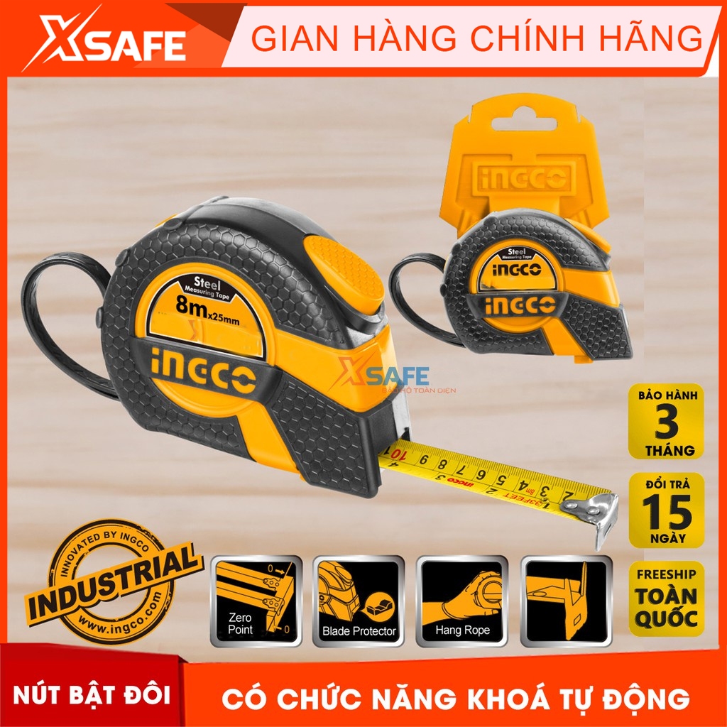 Ingco premium gold-based steel tape measure, all sizes, double switch ...