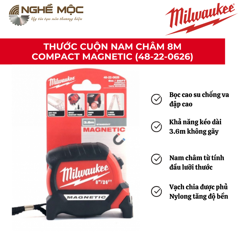 Milwaukee 48-22-0626 8m ruler with magnet | Shopee Malaysia