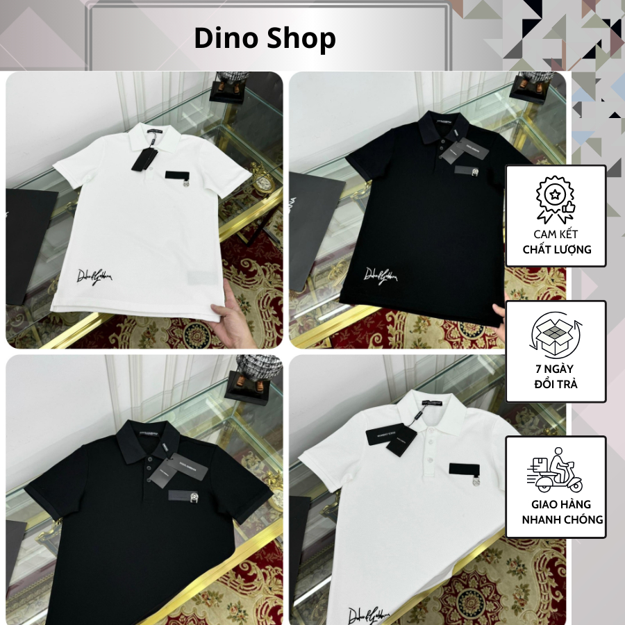 Don Che Men's Polo Shirt with Super Beautiful Simple Signature Print ...