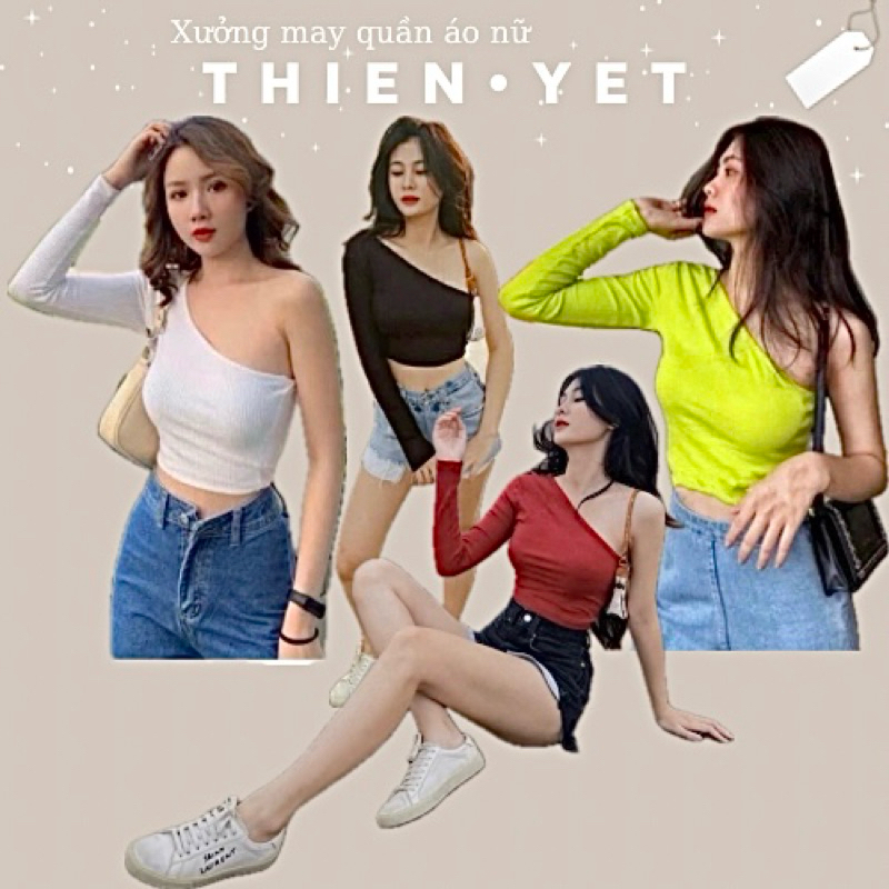 MC - Thien Yet women's long-sleeve off-the-shoulder crop top t-shirt ...