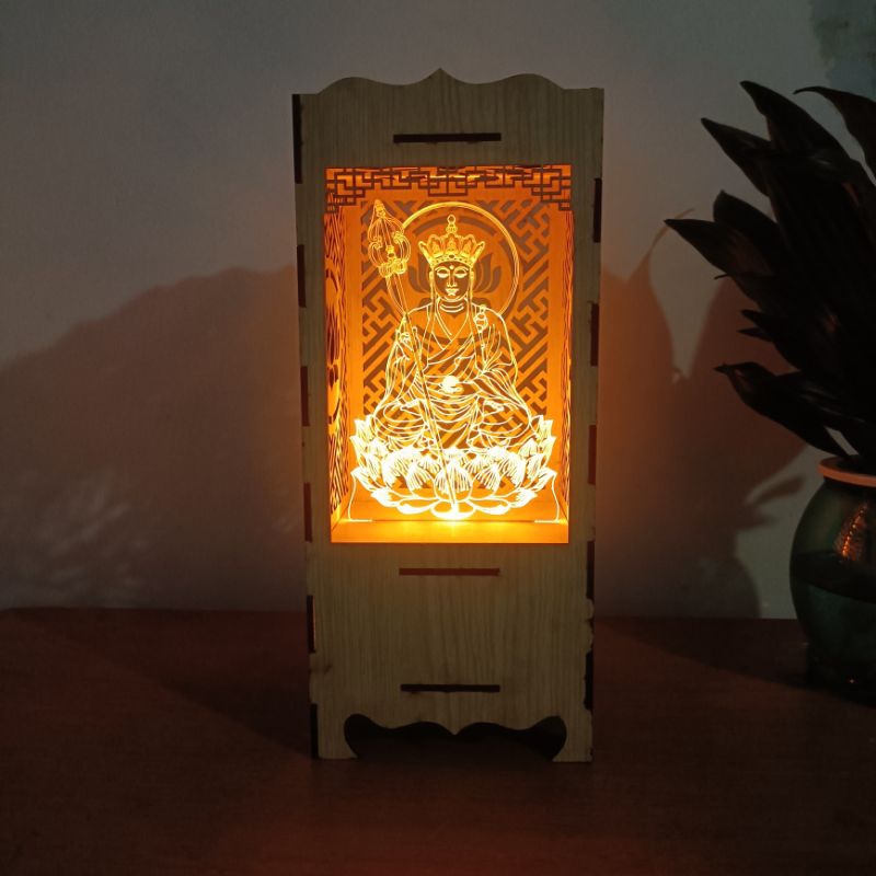 Mini wooden altar room led light set with cut patterns | Shopee Malaysia