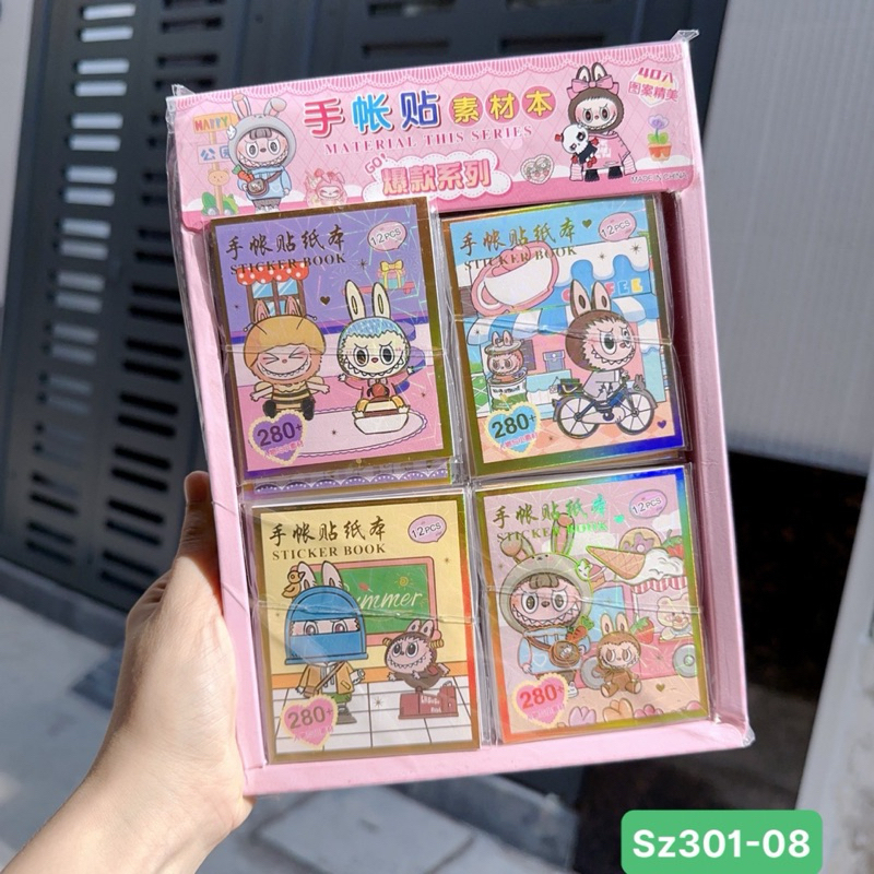 Labubu pattern sticker book, 12 convenient pre-cut pages, new model ...