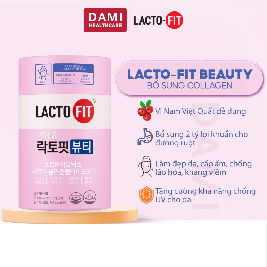 Box of 60 LACTO-FIT BEAUTY Packets - Probiotics Supplement Collagen ...