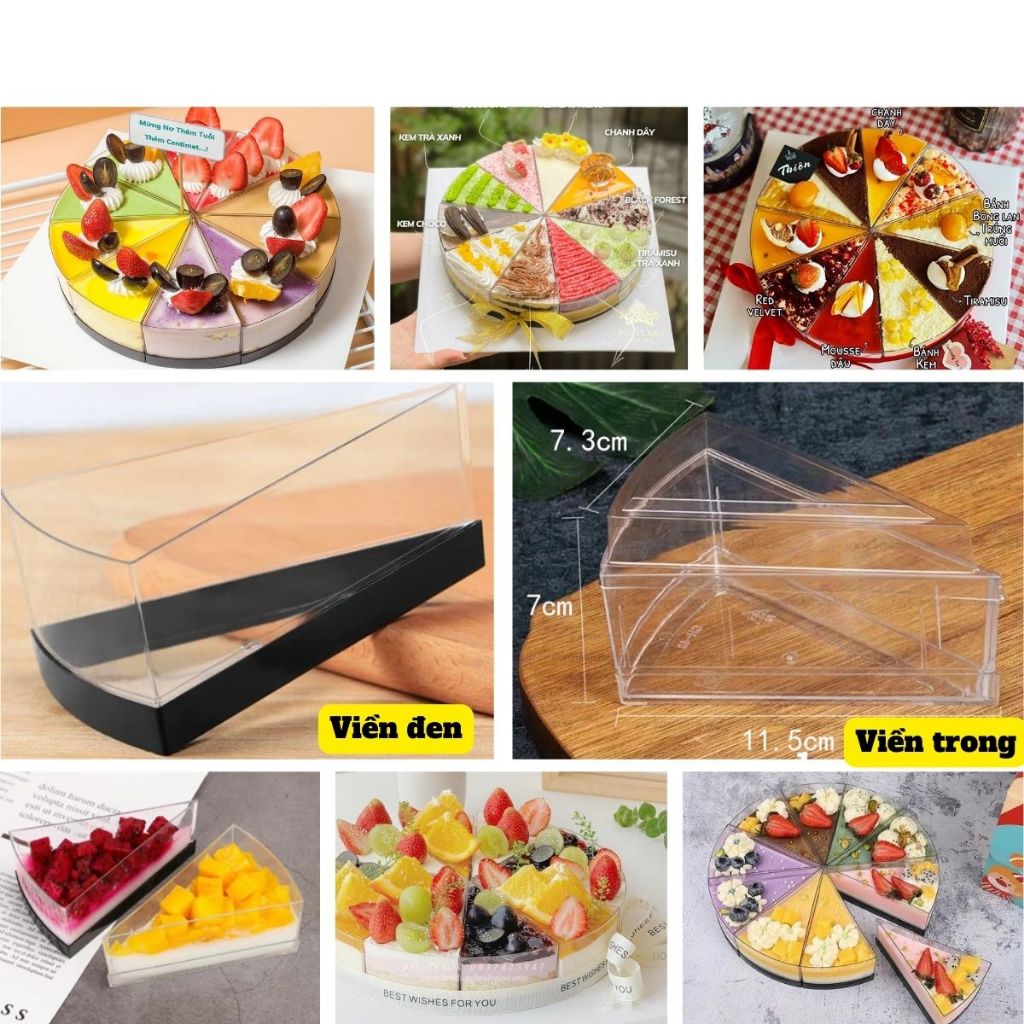 Set of 10/20/5 triangle Mica pet plastic boxes for fruit, panna cotta ...