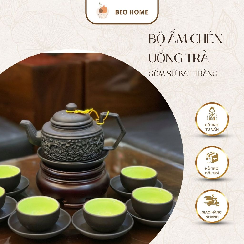 Tu Sa Bat Trang tea set, Bat Trang Ceramic tea set with many designs ...