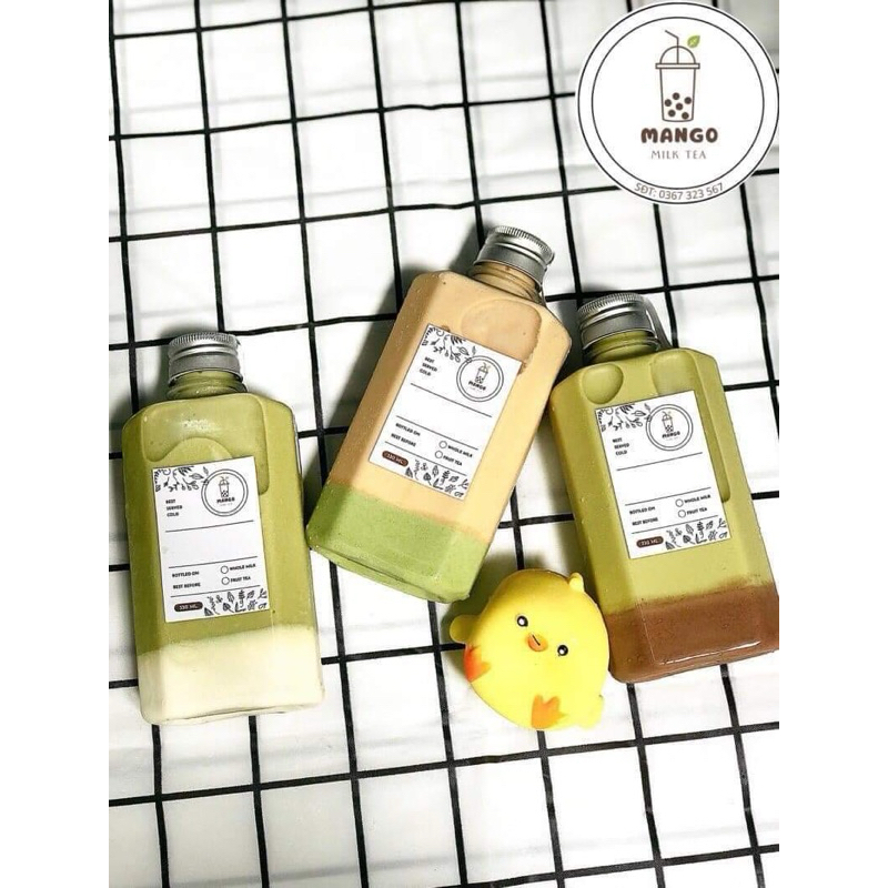 100 330ml Flat Square Bottles for Milk Tea with Caps | Shopee Malaysia