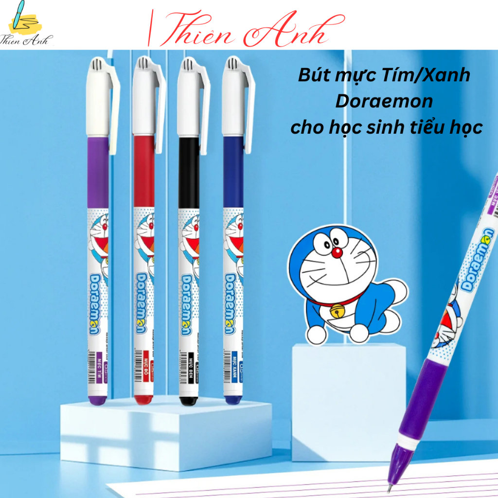 Box of 20 purple ink pens for Doraemon Thien Long students, Doremon ...
