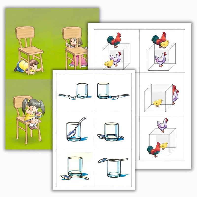 Spatial thinking, location of objects, top, bottom, inside and out, set ...
