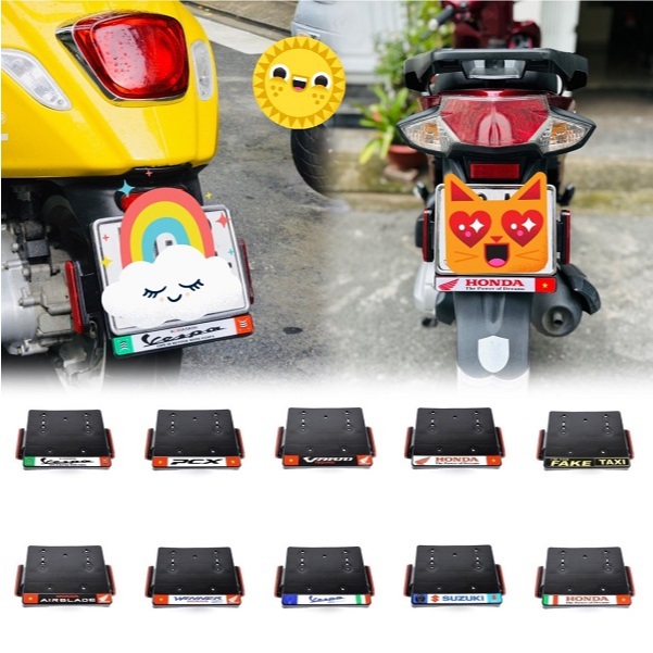European-style Reflective License Plate Base for Vespa Honda Yamaha ...