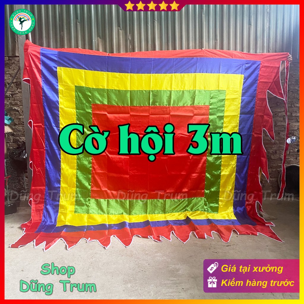 Five-colored Magic Flag 3m x 3m Hoi Flag made of SaTanh fabric, good ...