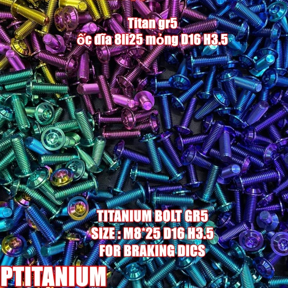 Thin gr5 8li25 titanium bolt for front and rear brake discs of all ...