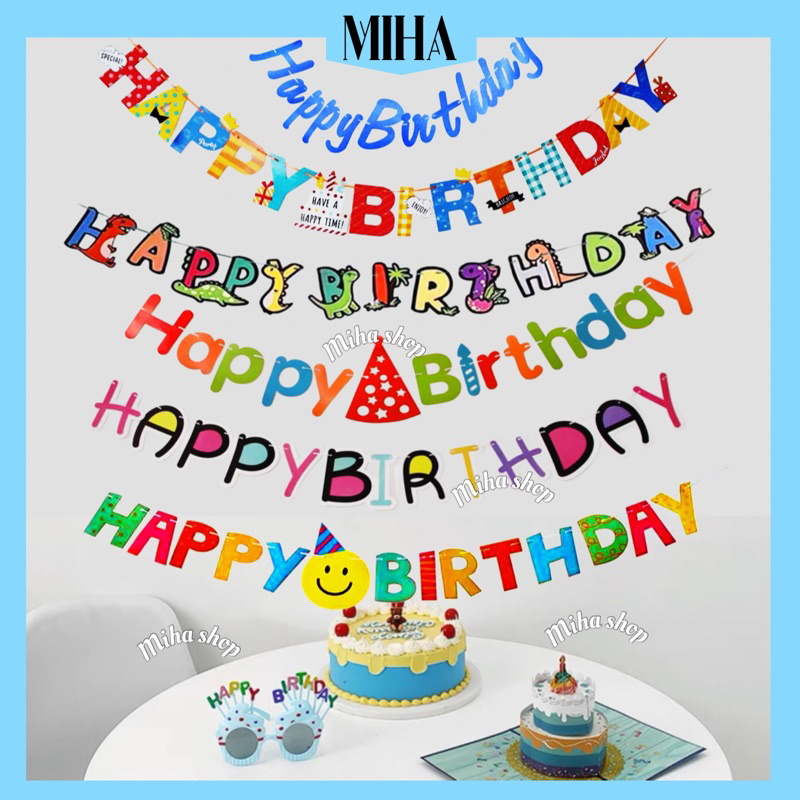 Happy birthday letter string, laminated, simple and themed birthday ...