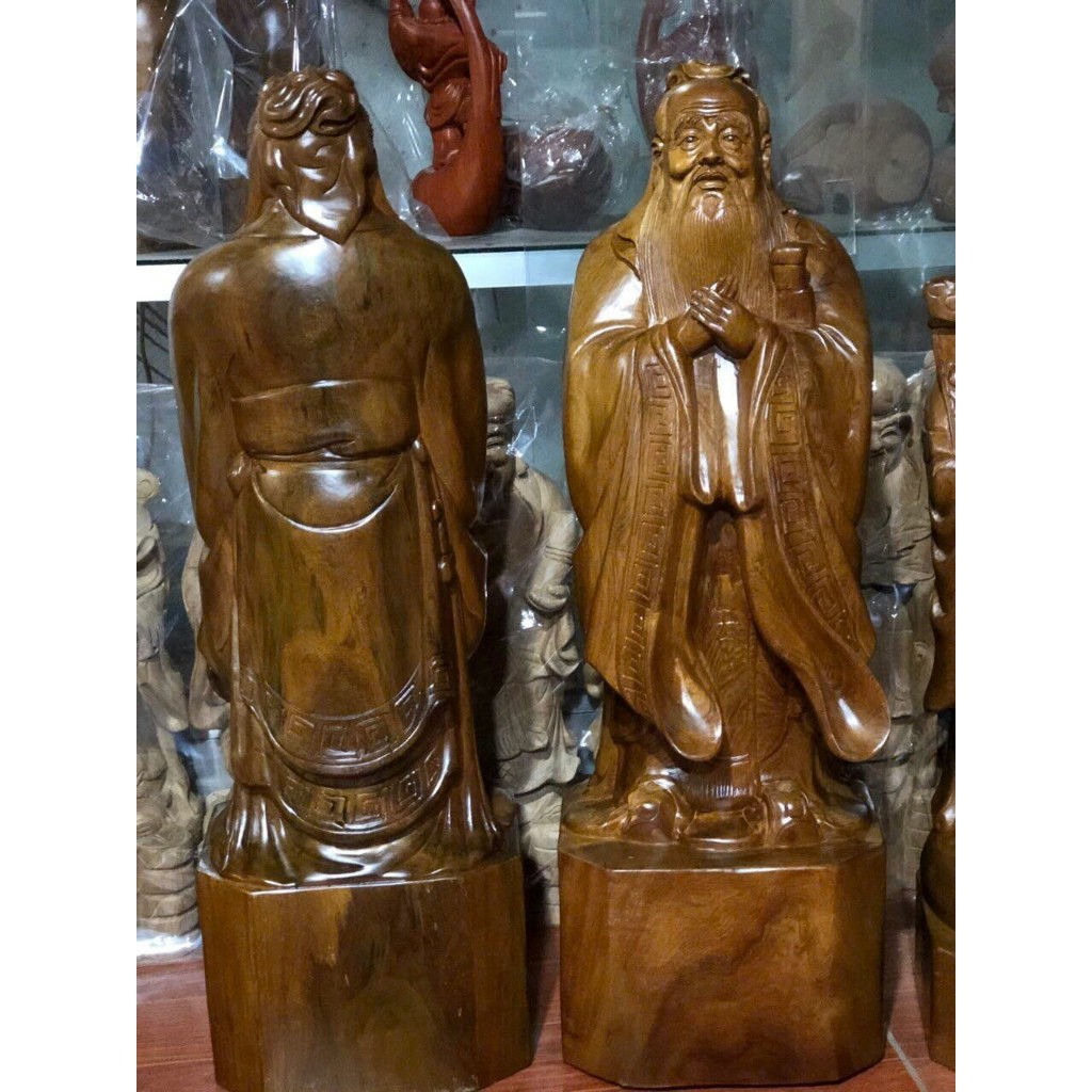 Green cypress wood statue of Confucius | Shopee Malaysia