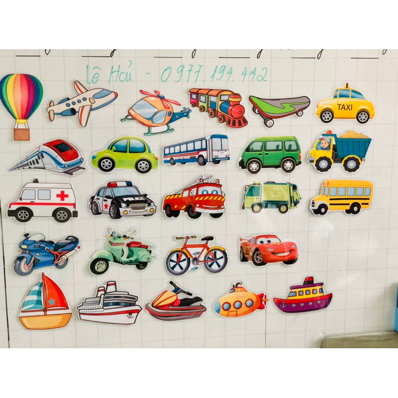 Transportation 25 pcs, plastic laminated, magnet attached | Shopee Malaysia