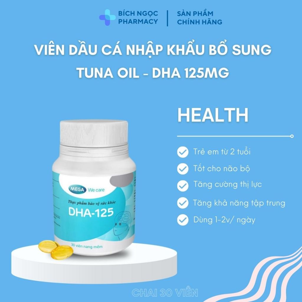 Fish Oil DHA -125mg Tuna Oil 500mg Mega - DHA supplement for visual and ...
