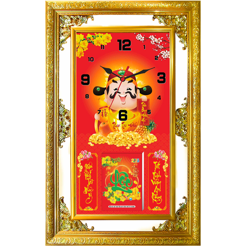 Wooden Calendar Relief Luxury Double Gold Frame Watch 2025 (56x88 cm ...