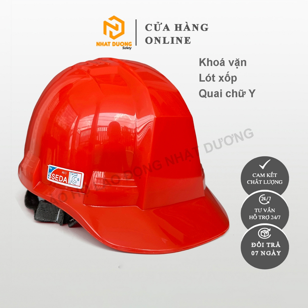 Red labor safety helmet N02 with good plastic screw lock, surveillance ...