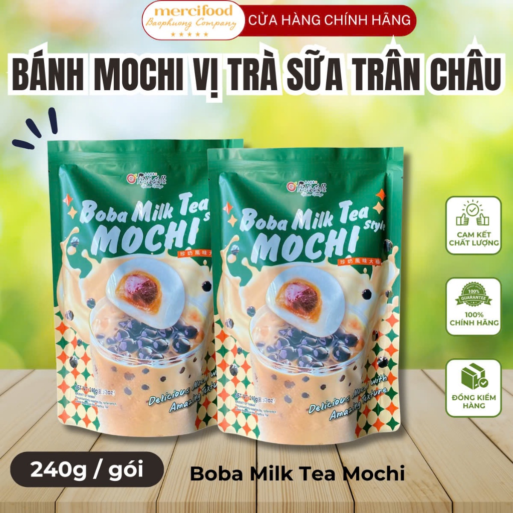 Boba Milk Tea mochi - Pearl Milk Tea flavored mochi cake 240g | Shopee ...