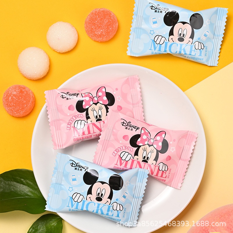 Mickey Cartoon Sugar-Coated Gummy Candy & Minnie Fruit 2 Flavors Peach ...