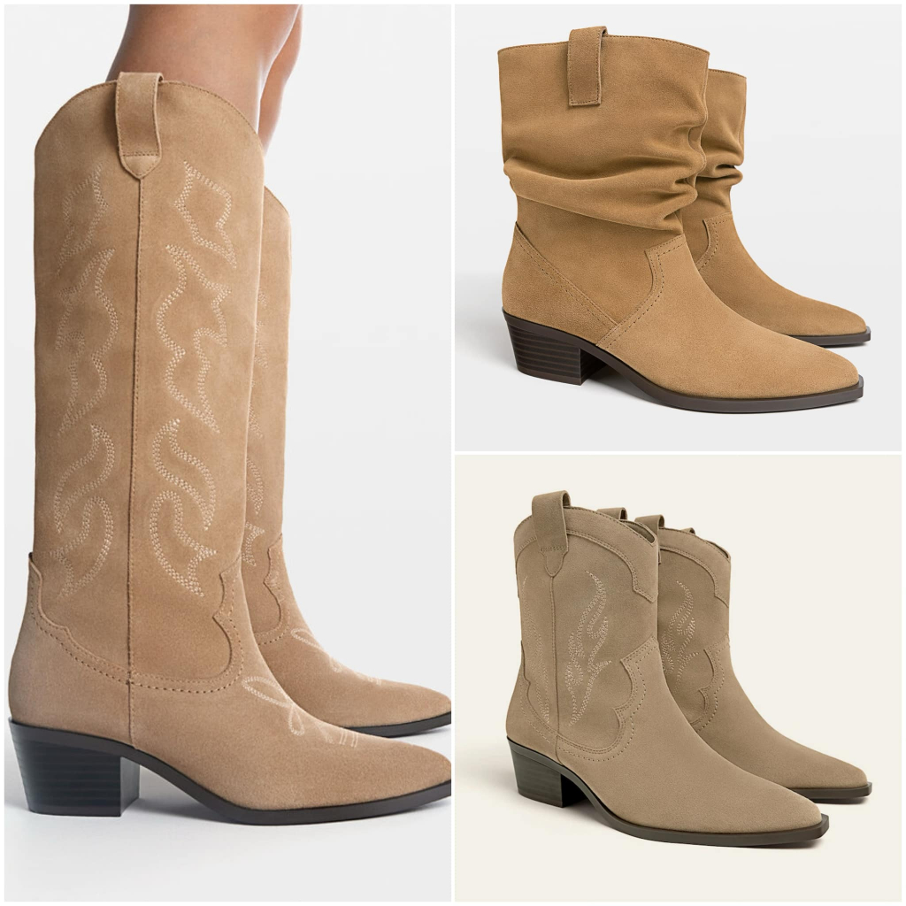Retro style suede pointed toe cowboy boots 2024 | Shopee Malaysia