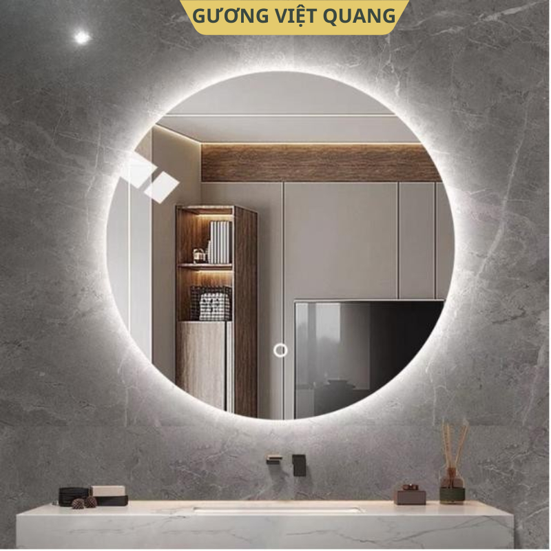Wall Mounted Round Mirror [LIGHT-WHITE LED] Touch On/Off Mirror Decor ...