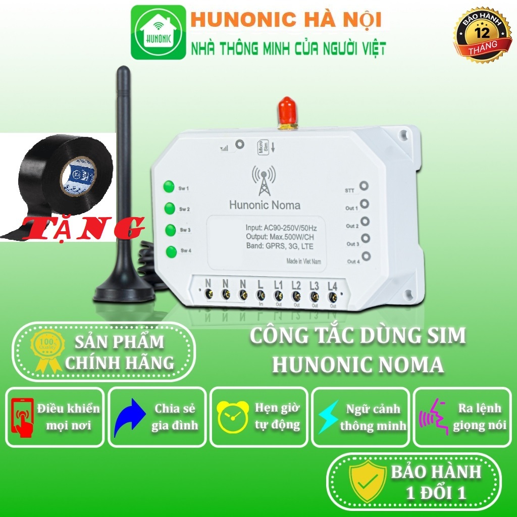 Hunonic Noma Smart Switch, Smart Switch Using Sim, Remote Control of ...