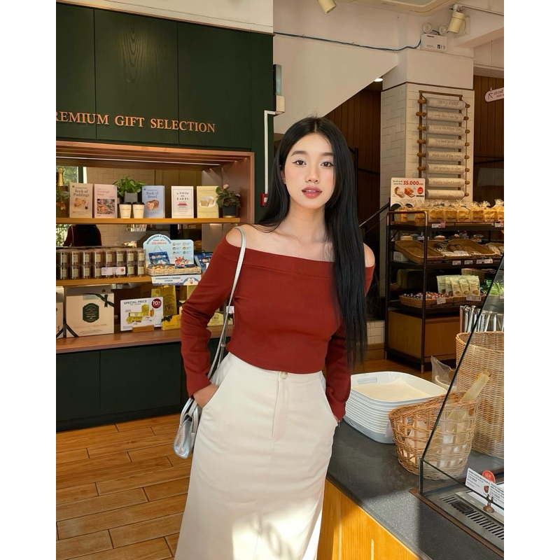 RUCHAN off-the-shoulder t-shirt, super cute medium form | Shopee Malaysia