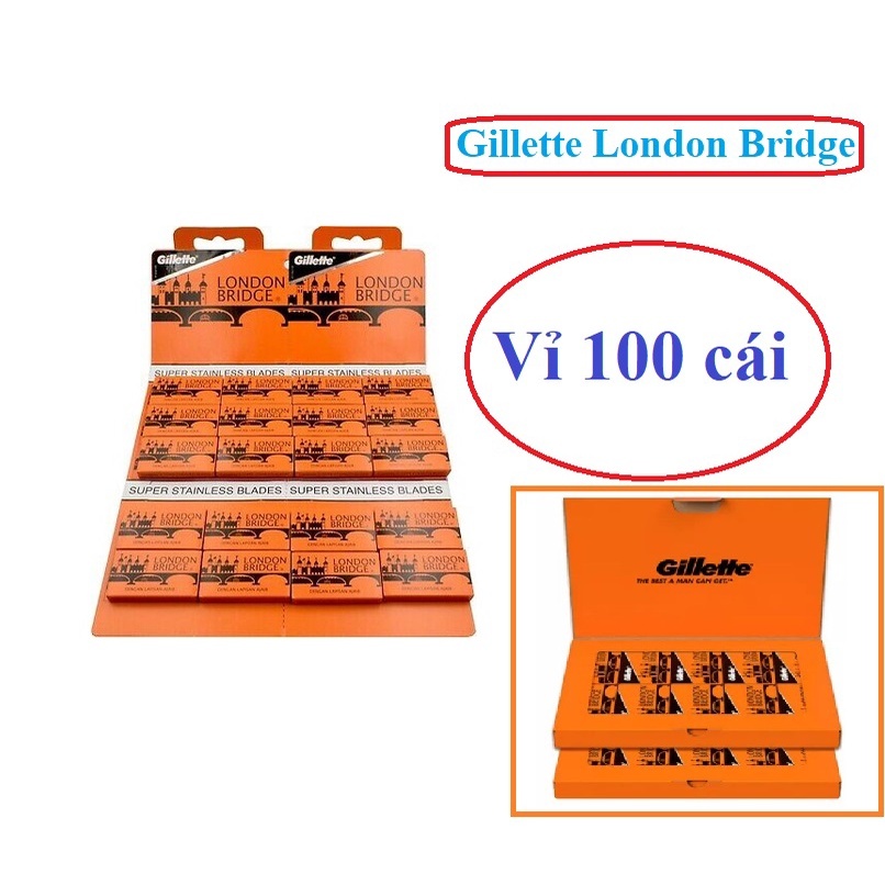 Box of 100 Gillette razor blades - London Bridge (Orange) for ...