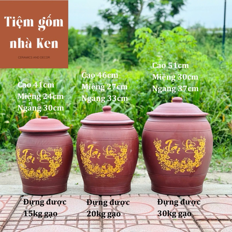 Rice jar - Tai Loc rice jar - Bat Trang premium ceramic rice jar - TGNK ...
