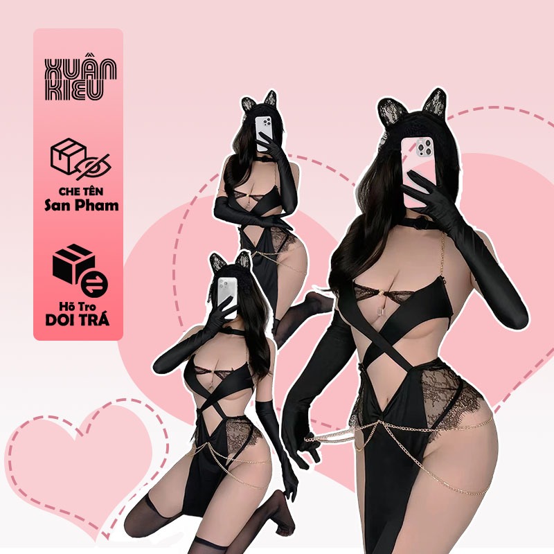 Xuan Kieu sexy lingerie long nightgown sexy cosplay costume sexy pajama set Seductive lingerie ...