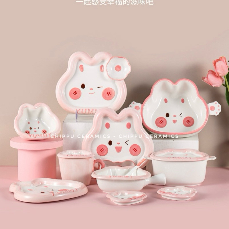 Deco ceramic dishes, cute dishes, rice bowls, tea bowls, super cute ...