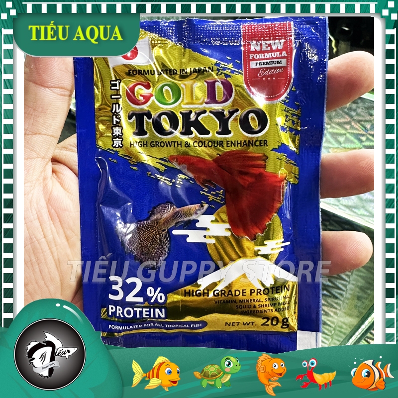 3 packs of Gold Tokyo Bran Food for Aquatic Fish, Betta, Guppy 20g Pack ...