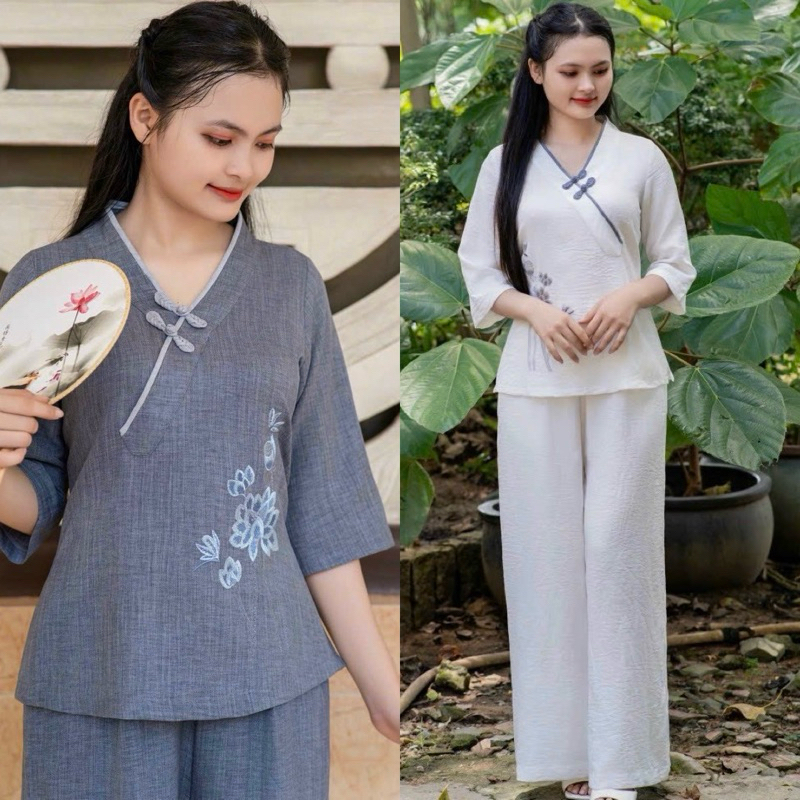 Pagoda outfits for women Set of female Dharma costumes model 2 Y-neck ...