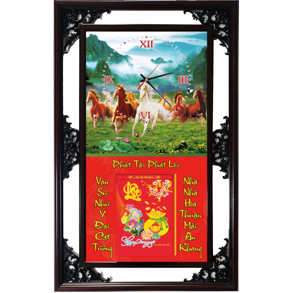 Wooden Calendar CNY 2025 Double Frame Clock Relief (34x66 cm) - Ma Dao ...