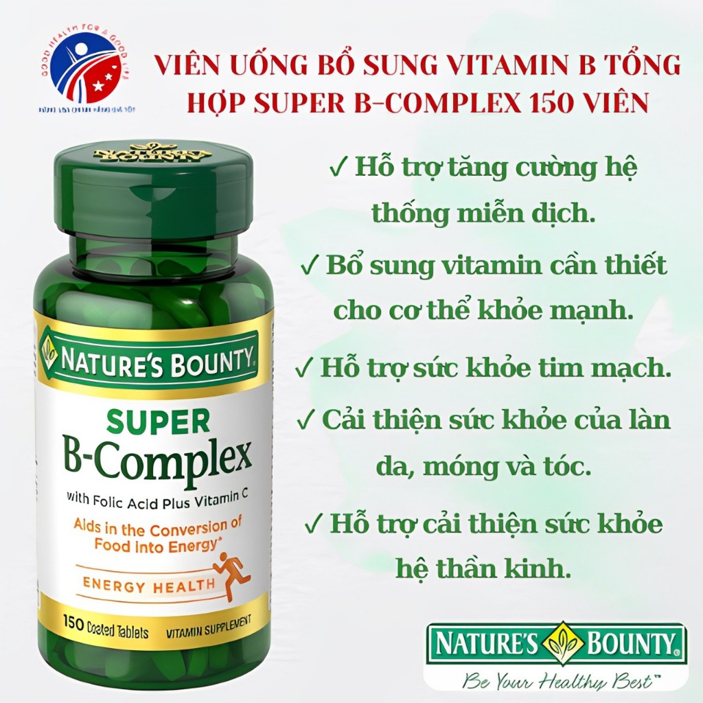 Super B-Complex Nature's Bounty Vitamin B Supplement 150 Tablets (USA ...