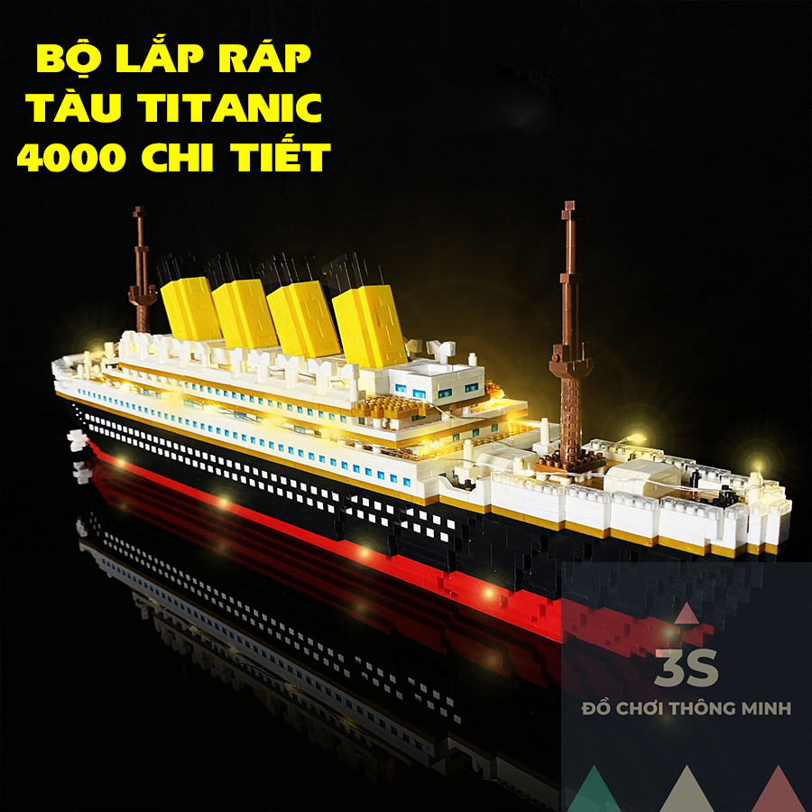 [Free Hammer & led lights] 4000-piece Titanic ship assembly model ...