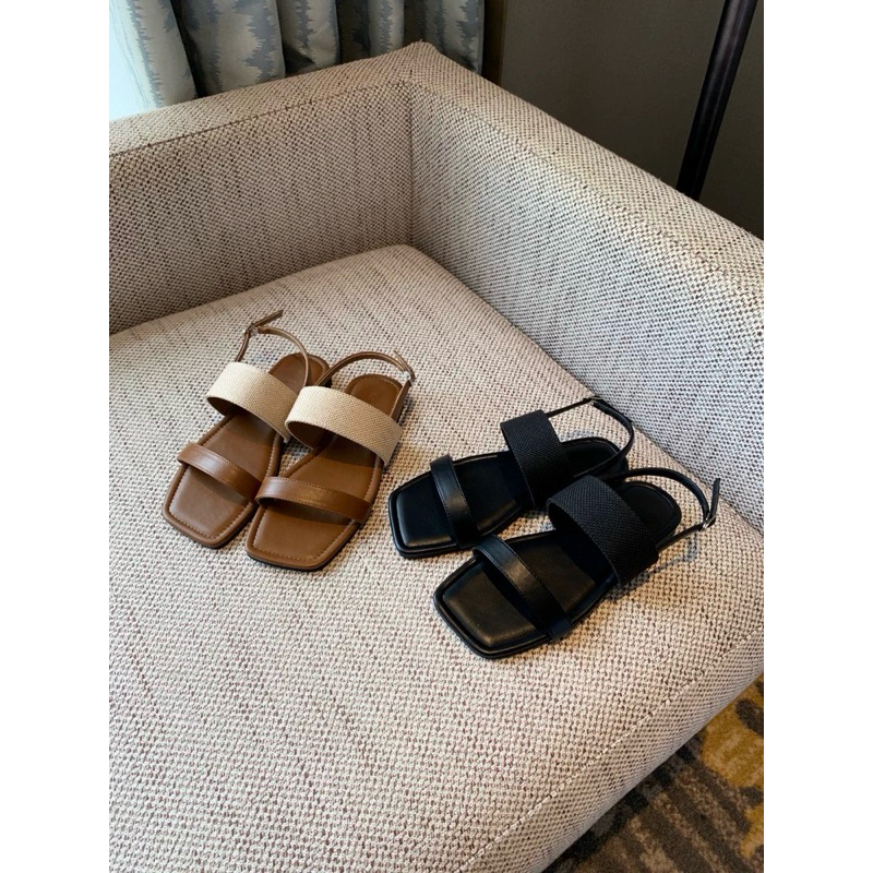 Square-toed flat sandal - simple basic with Bigsize35/45 | Shopee Malaysia
