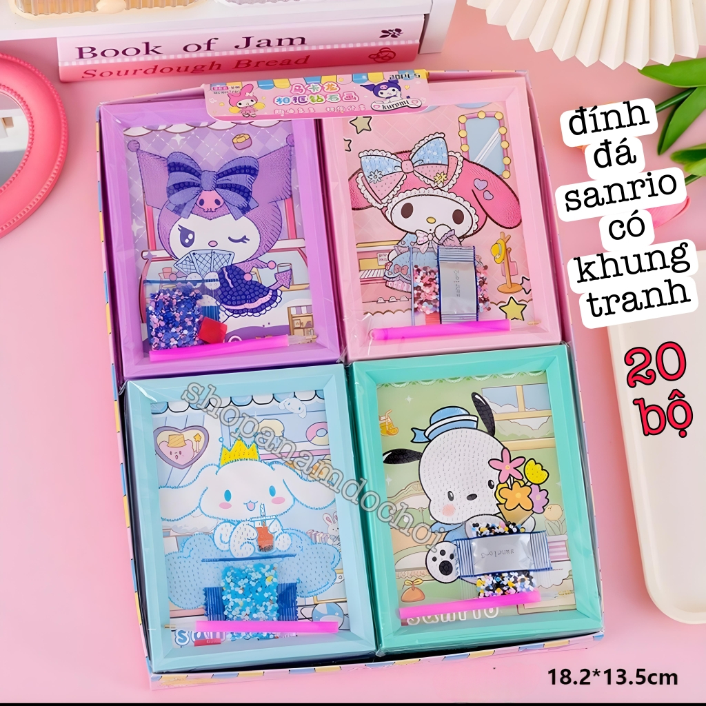Tray of 20 sets of sanrio kuromi diamond paintings with picture frames ...