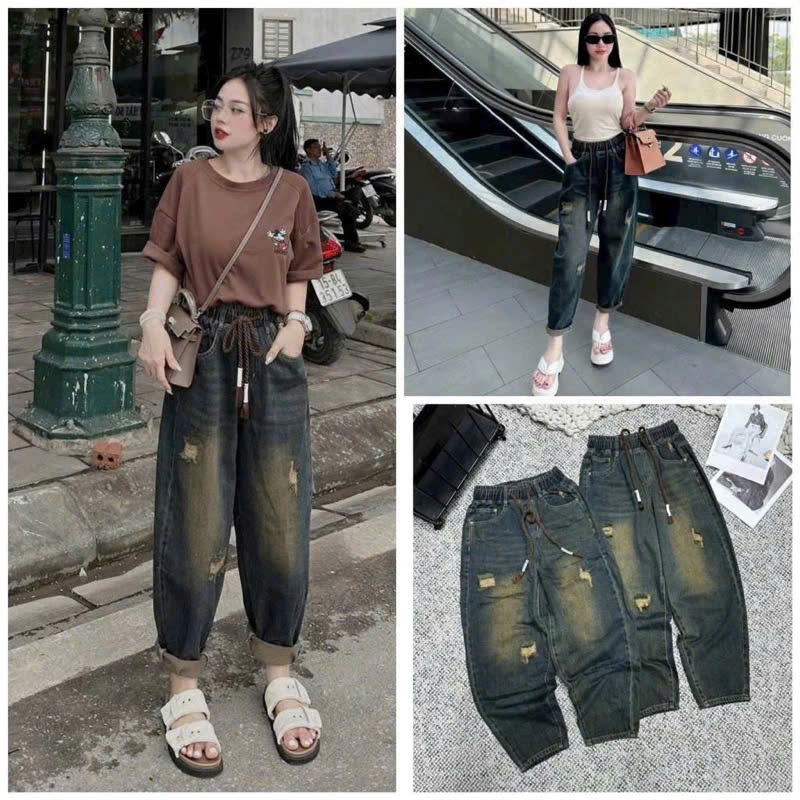 Women's Ripped Baggy Jeans with Beautiful Quality Bombshell Shape ...